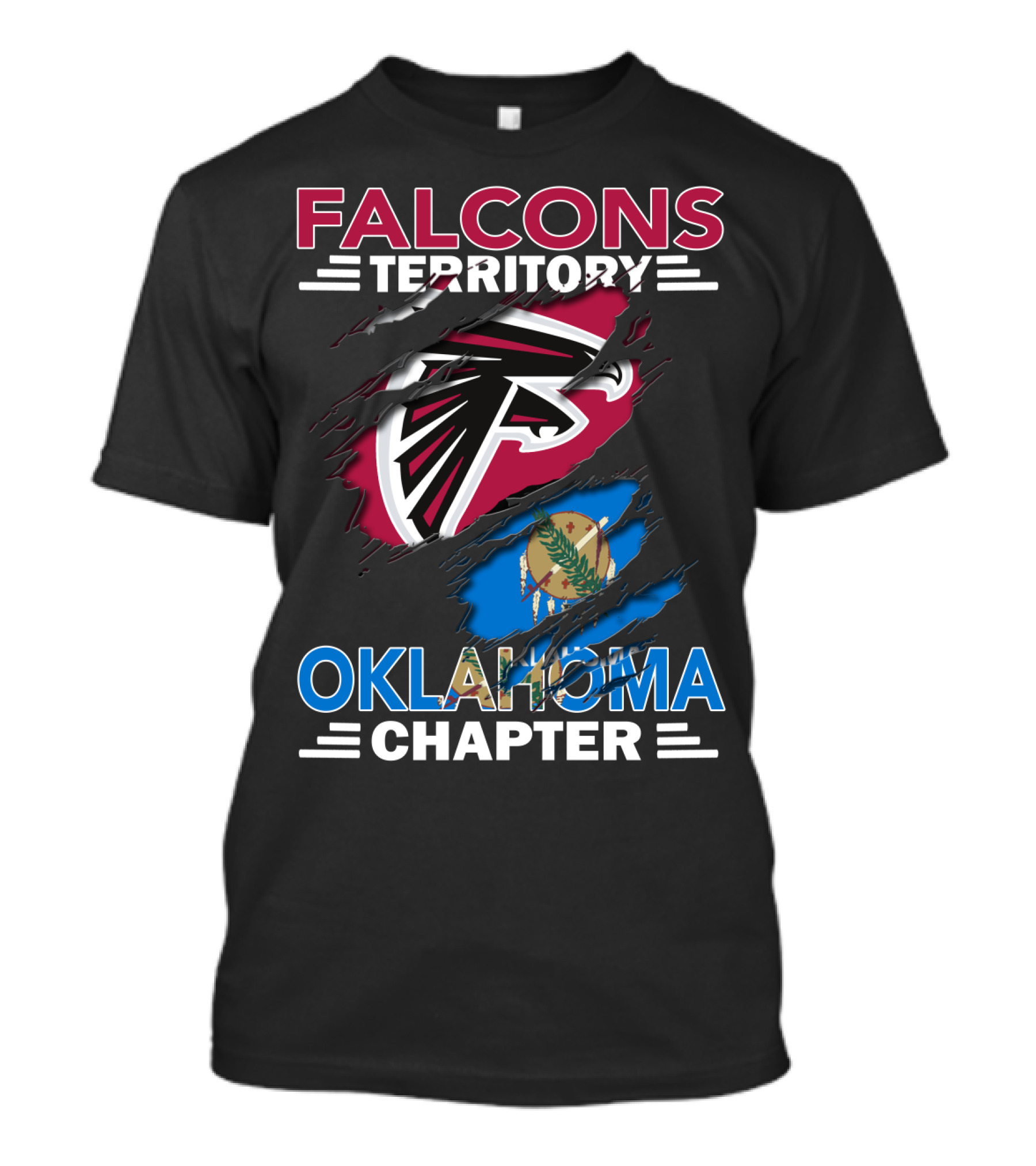 Falcons Territory Oklahoma Chapter Logo With Oklahoma State Flag Elements T-Shirt