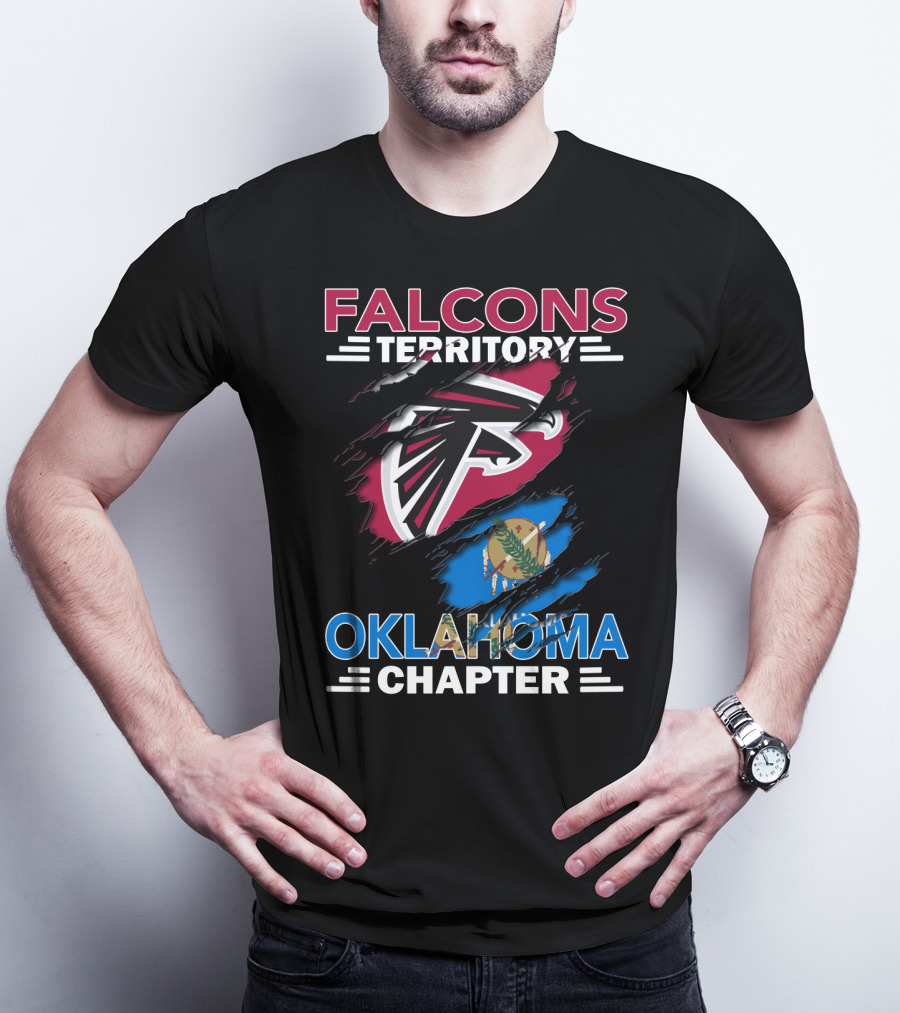 Falcons Territory Oklahoma Chapter Logo With Oklahoma State Flag Elements T-Shirt