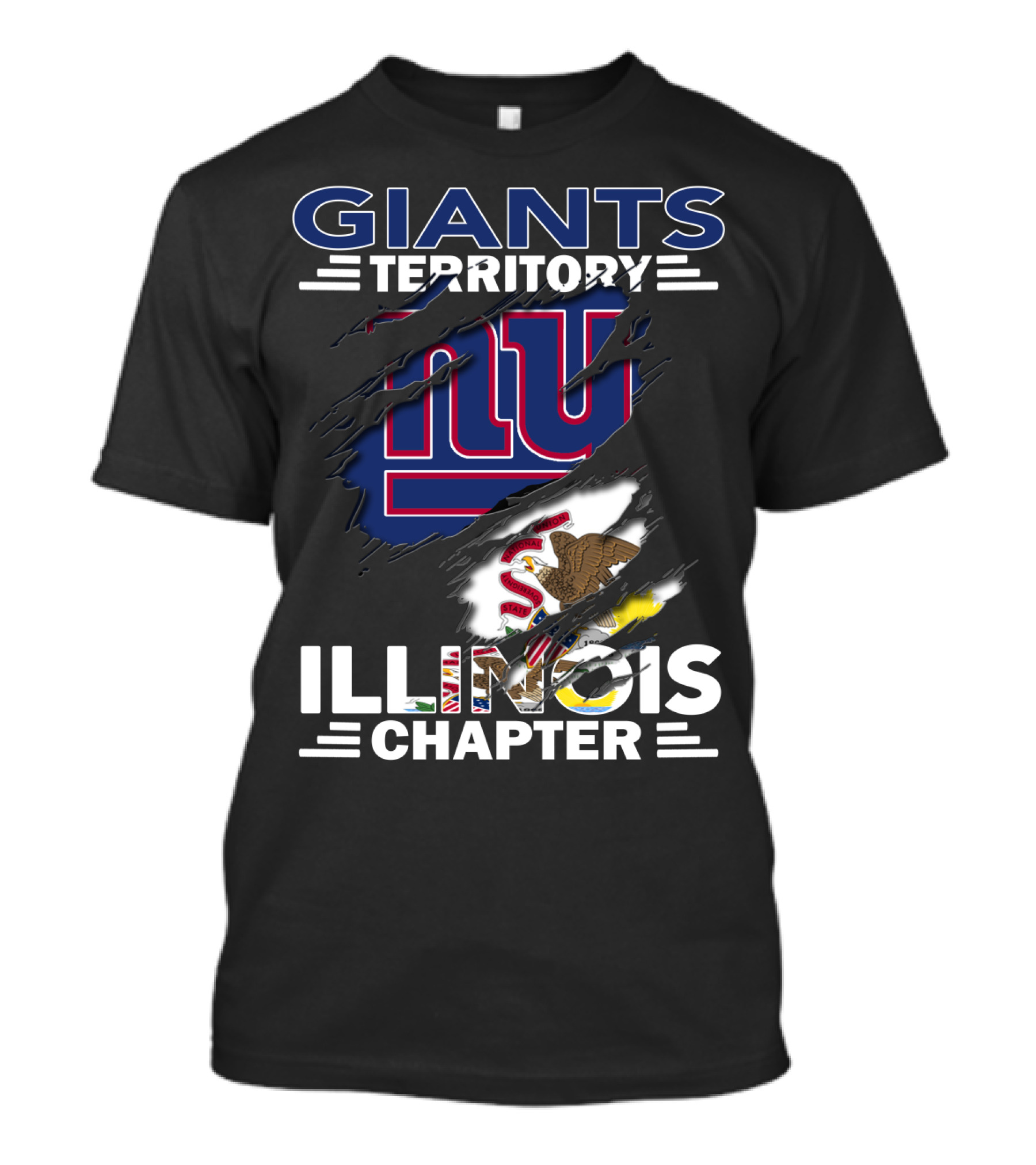GIANTS TERRITORY ILLINOIS CHAPTER New York Giants Logo And Illinois State Flag T-Shirt