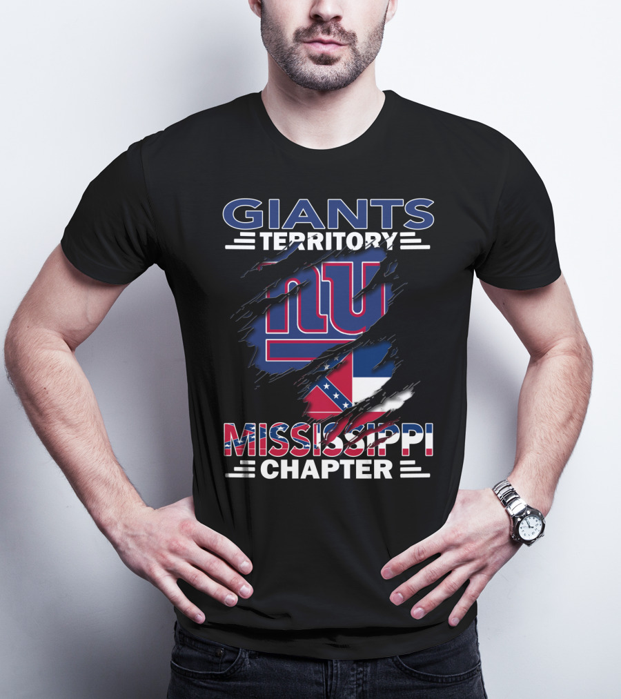 Giants Territory Mississippi Chapter NY Logo And Mississippi Flag Elements T-Shirt