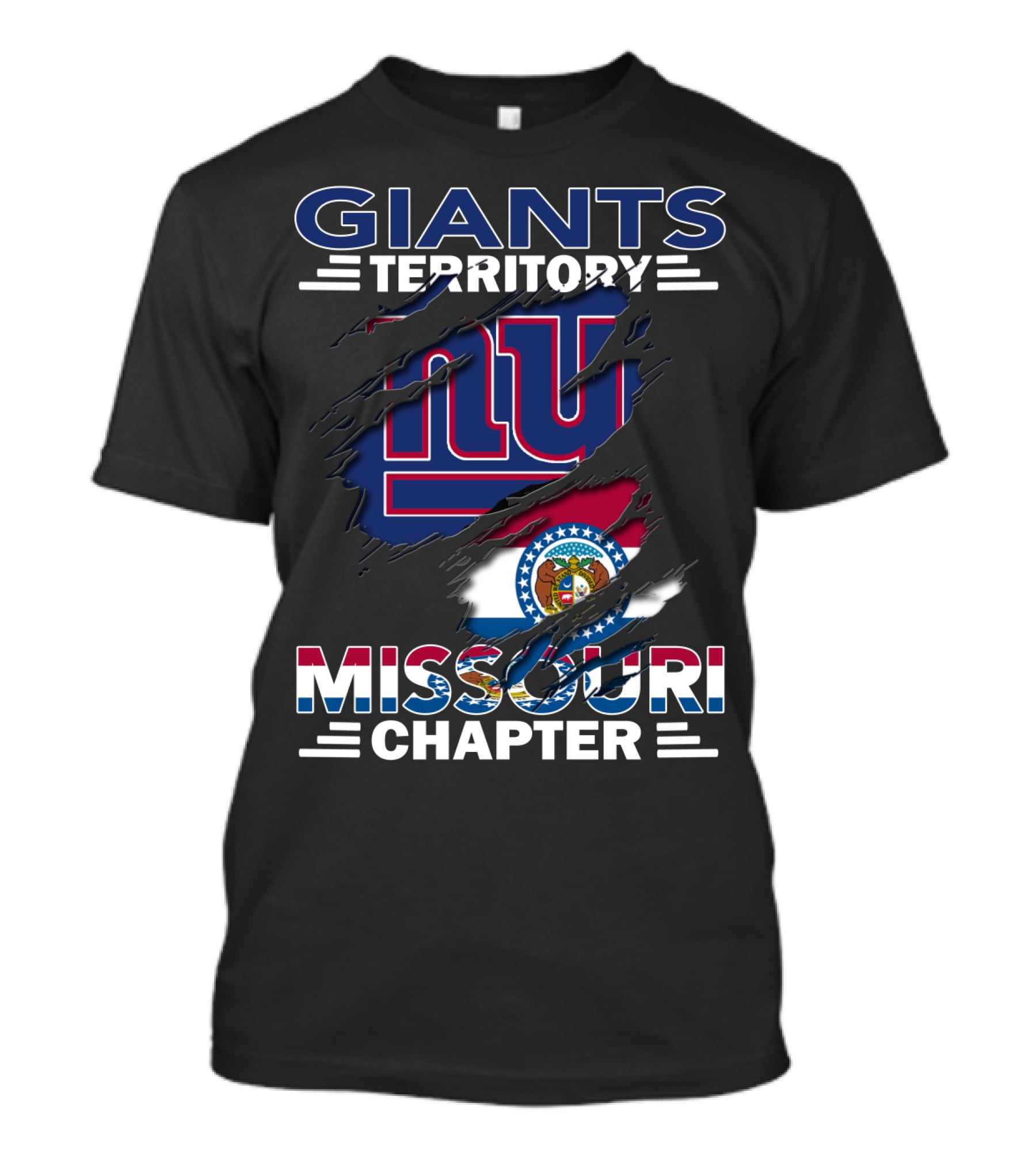Giants Territory Missouri Chapter NY Logo With Missouri State Flag Elements T-Shirt