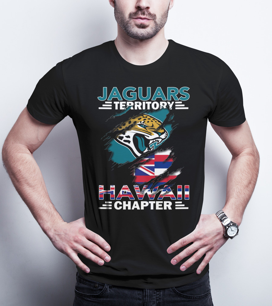Jaguars Territory Hawaii Chapter Flag Rips With Jaguar T-Shirt
