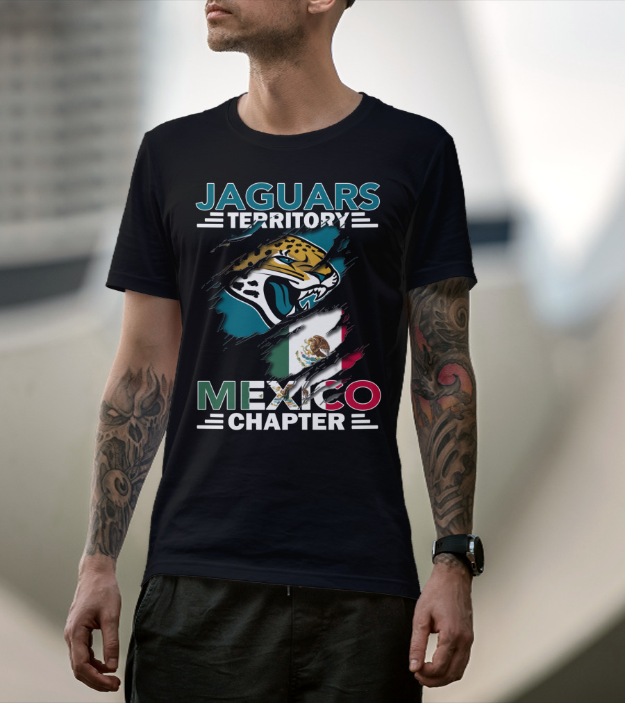 Jaguars Territory Mexico Chapter With Jaguar Mascot And Mexican Flag T-Shirt