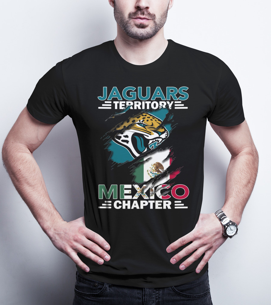 Jaguars Territory Mexico Chapter With Jaguar Mascot And Mexican Flag T-Shirt