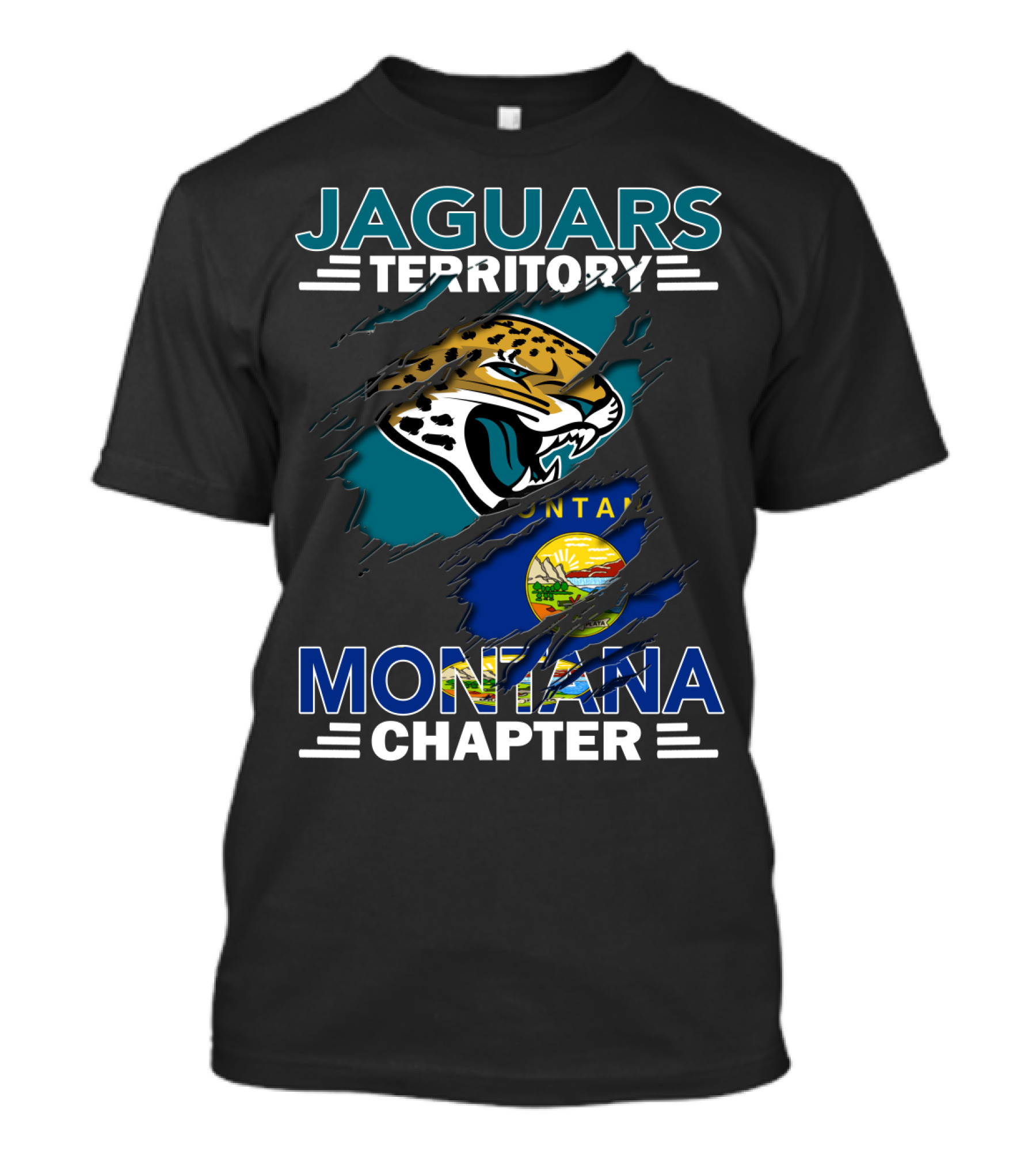 Jaguars Territory Montana Chapter Ripped Flag T-Shirt