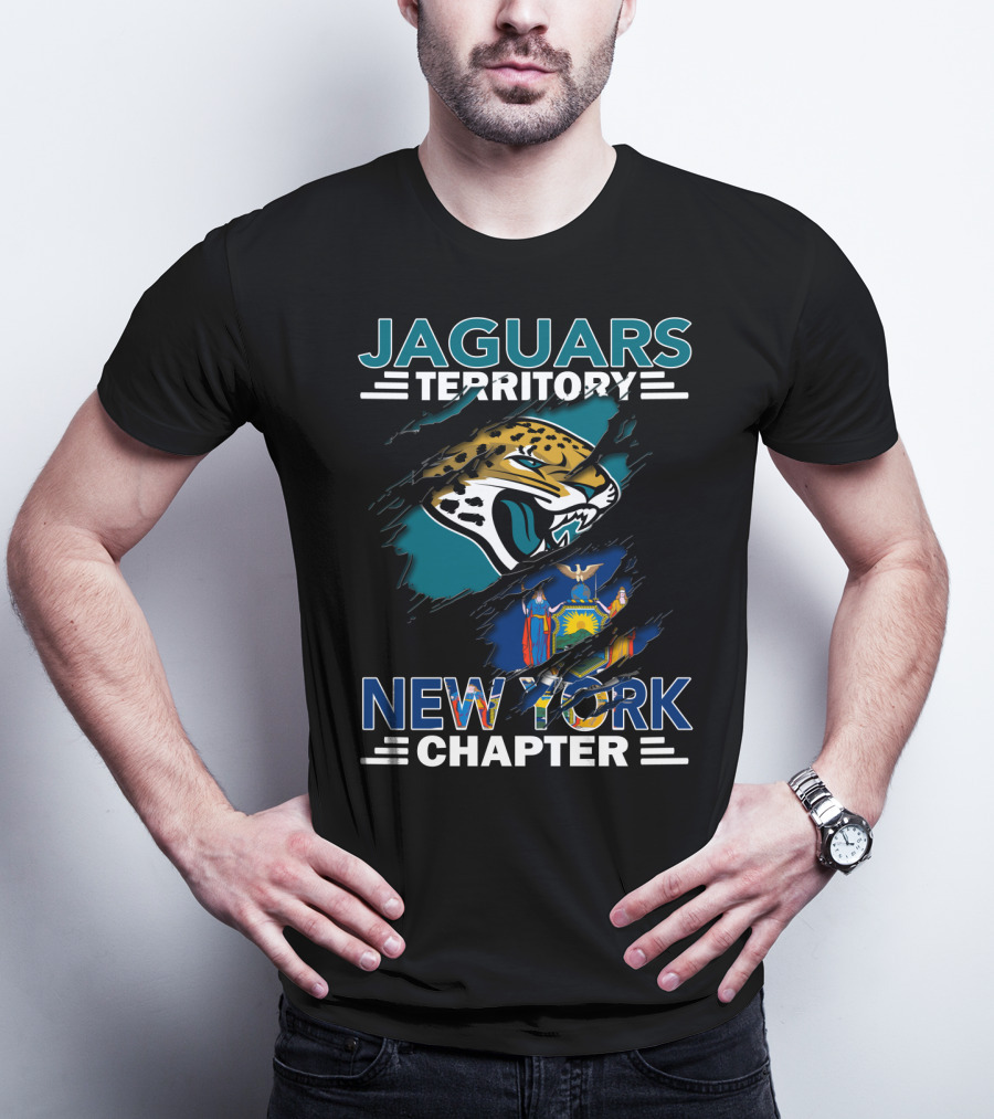 Jaguars Territory New York Chapter Jaguars Logo And New York State Flag T-Shirt