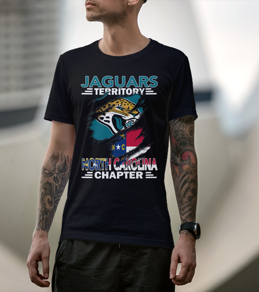 Jaguars Territory North Carolina Chapter Logo And State Flag Fusion T-Shirt