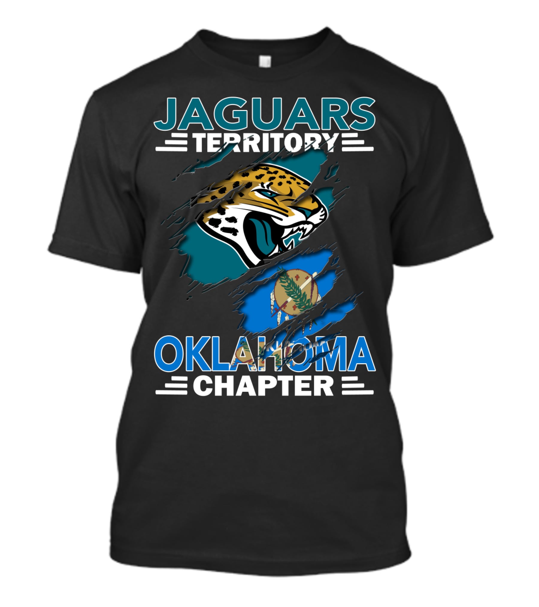 Jaguars Territory Oklahoma Chapter Logo With State Flag Emblem T-Shirt