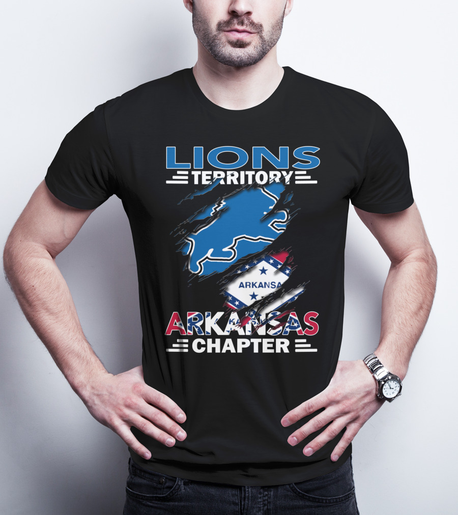Lions Territory Arkansas Chapter Blue Lion And State Flag T-Shirt