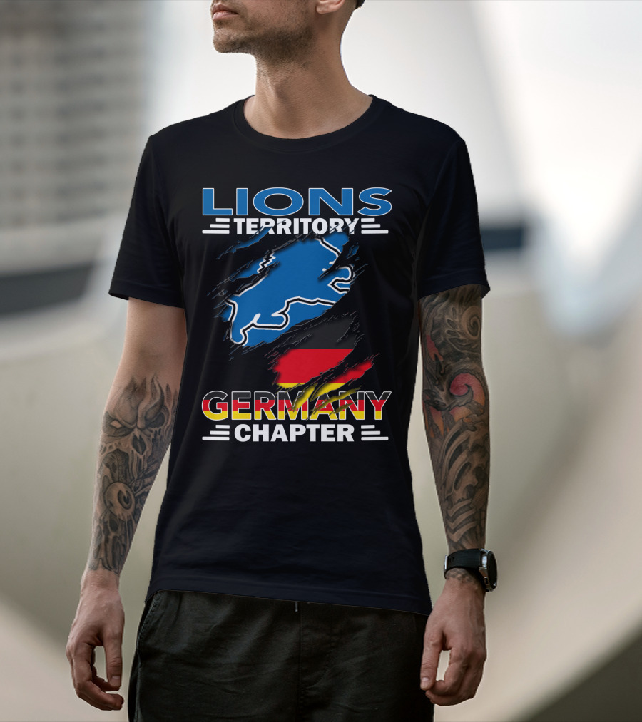 Lions Territory Germany Chapter Blue Lion German Flag Graphics T-Shirt