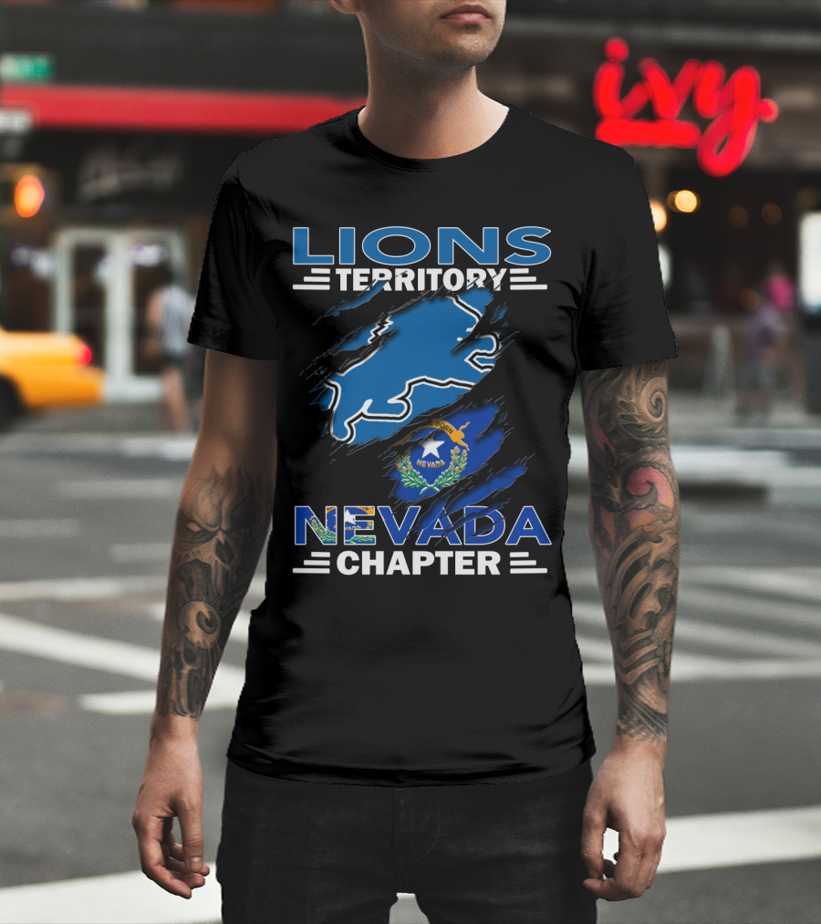 Lions Territory Nevada Chapter Nevada Flag Outline T-Shirt
