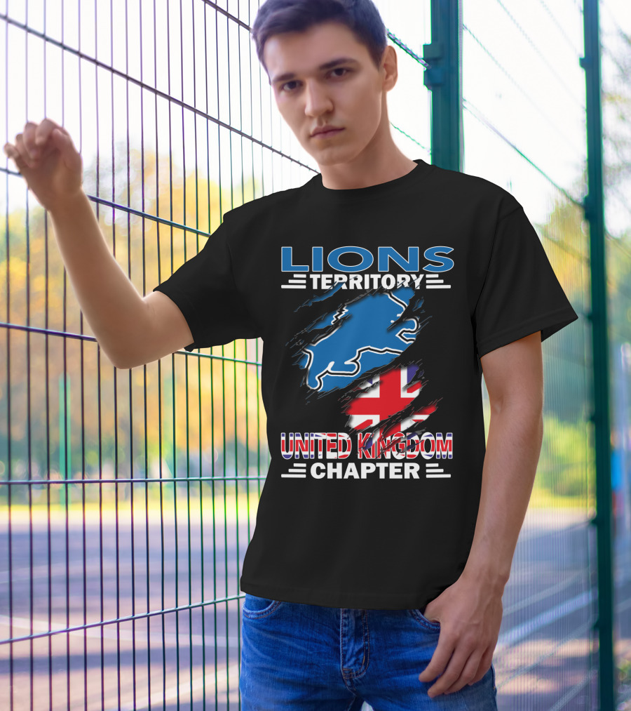 Lions Territory United Kingdom Chapter Union Jack Blue Lion T-Shirt
