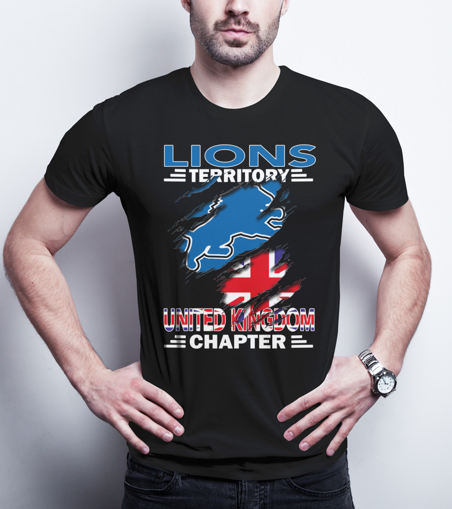 Lions Territory United Kingdom Chapter Union Jack Blue Lion T-Shirt