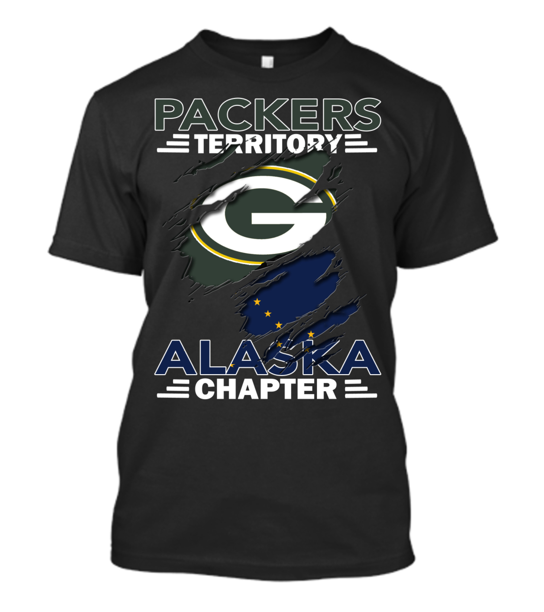 Packers Territory Alaska Chapter Green Bay Logo And Alaska Flag T-Shirt