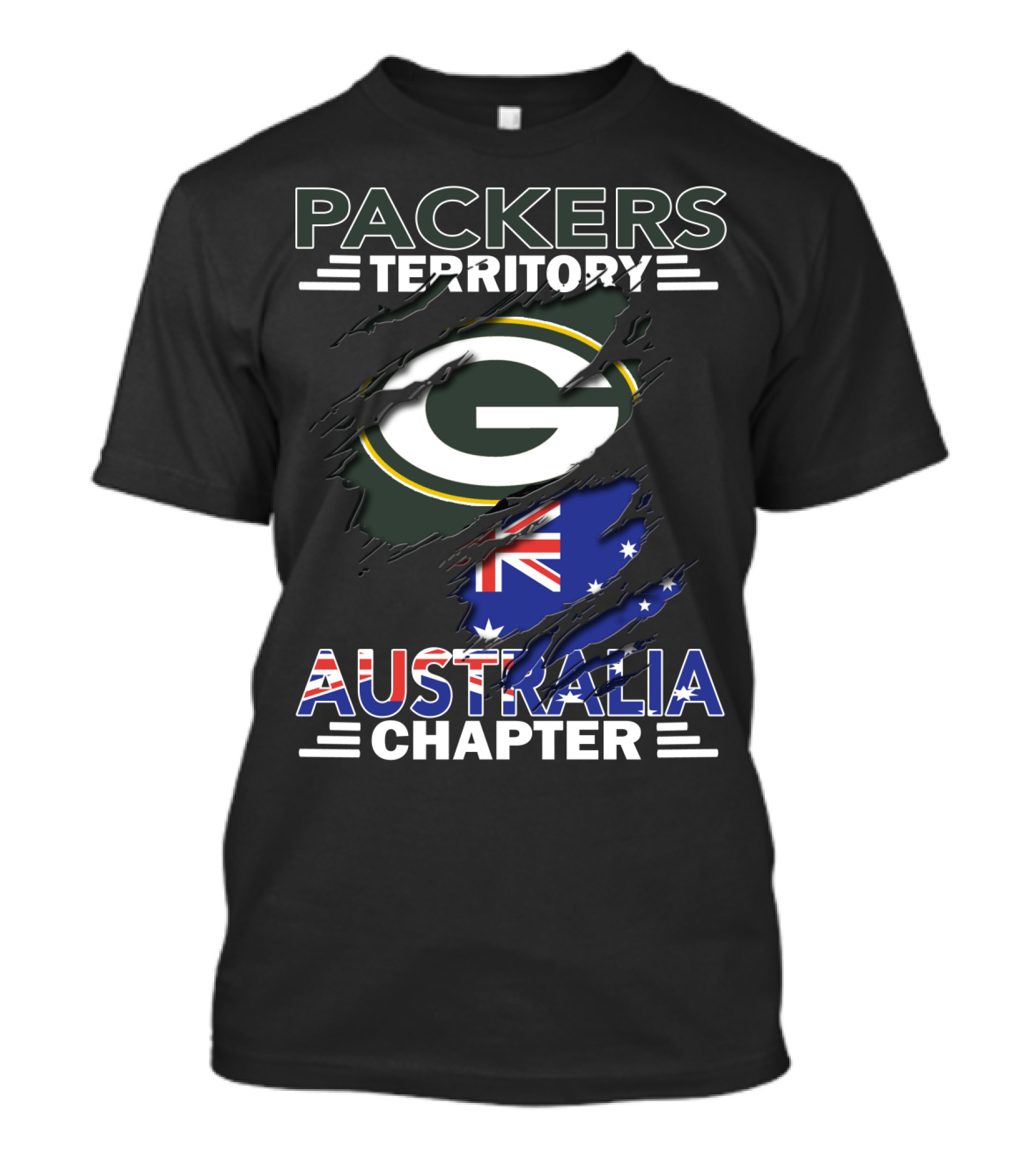 Packers Territory Australia Chapter Green Bay Packers Logo With Australian Flag T-Shirt