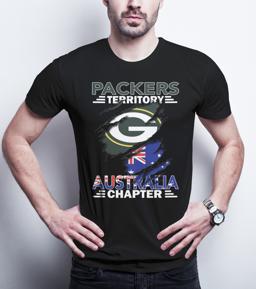 Packers Territory Australia Chapter Green Bay Packers Logo With Australian Flag T-Shirt