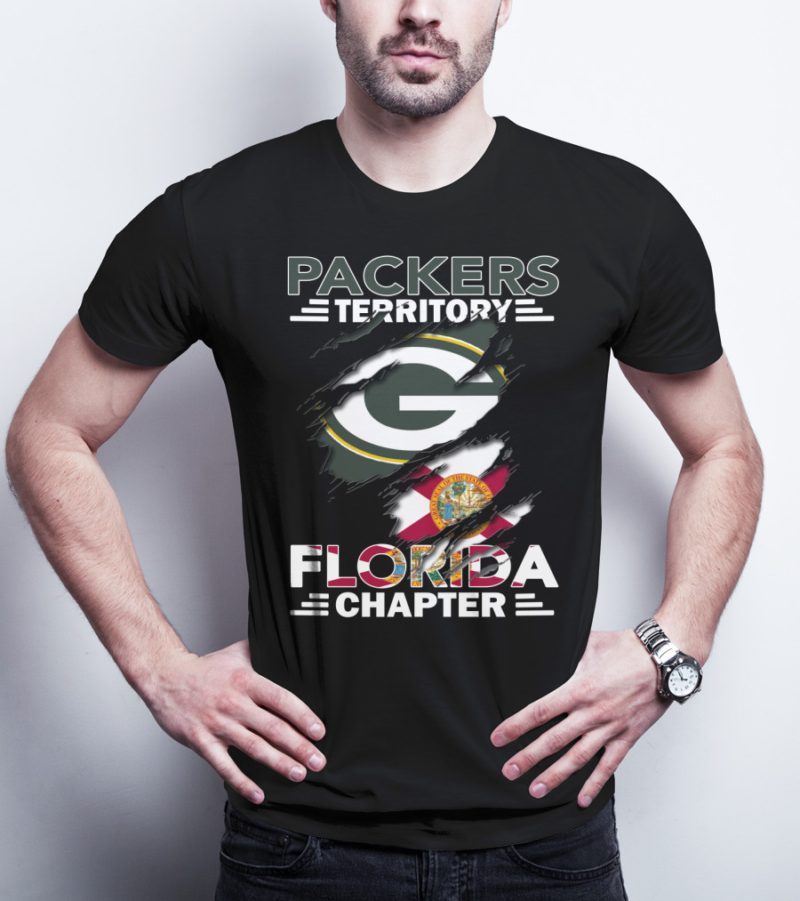 Packers Territory Florida Chapter Green Bay Logo And Florida State Flag T-Shirt