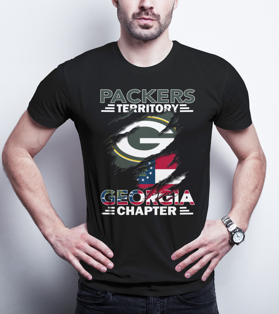 Packers Territory Georgia Chapter Green Bay Football Logo And Georgia Flag Integration T-Shirt