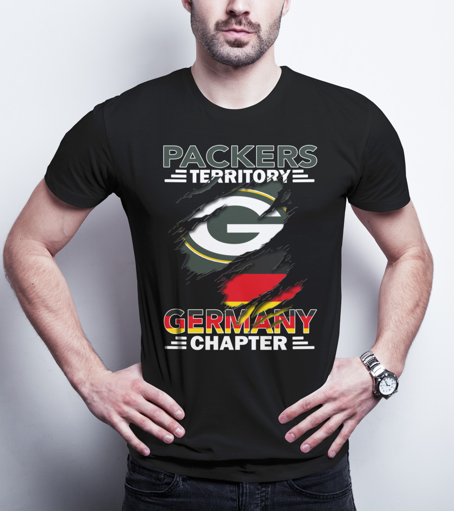Packers Territory Germany Chapter Green Bay Logo With German Flag T-Shirt