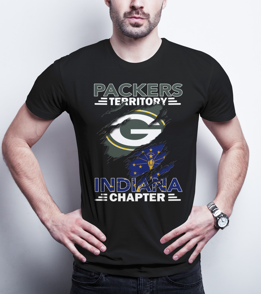 Packers Territory Indiana Chapter Green Bay Packers Logo With Indiana State Flag T-Shirt