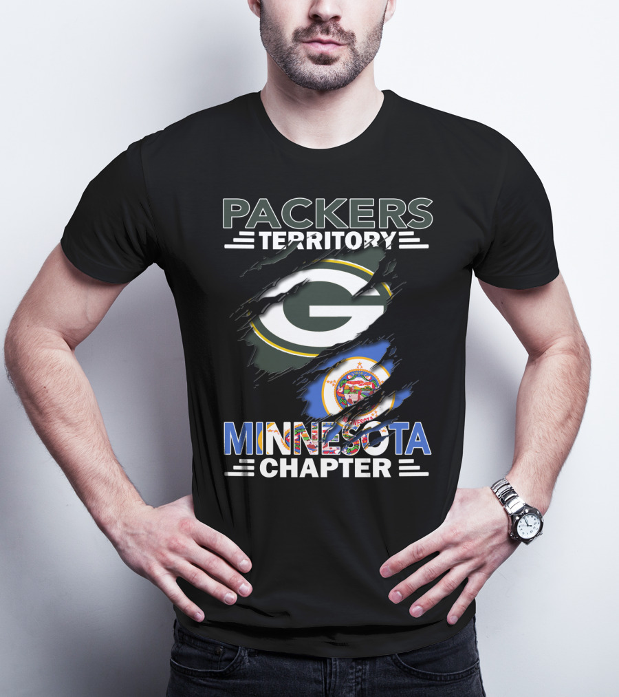 Packers Territory Minnesota Chapter Green Bay Logo With Minnesota Emblem T-Shirt