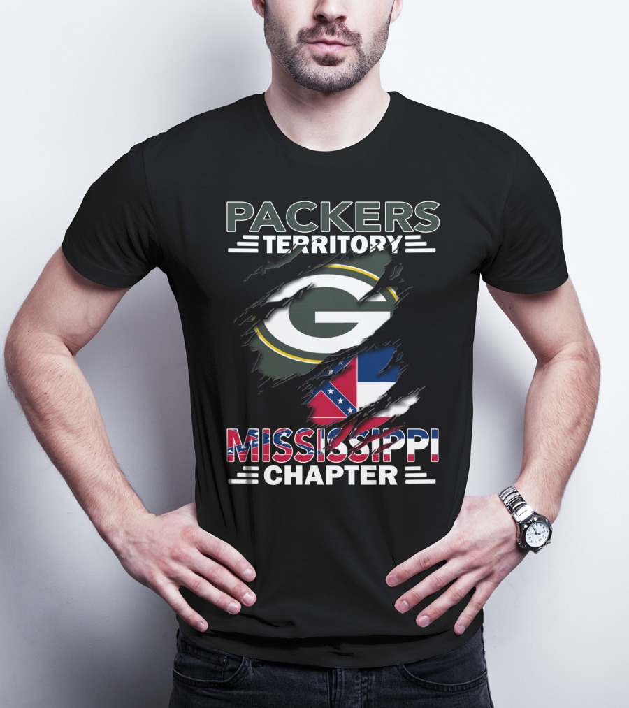 Packers Territory Mississippi Chapter Green Bay Packers Logo And Mississippi Flag Elements T-Shirt