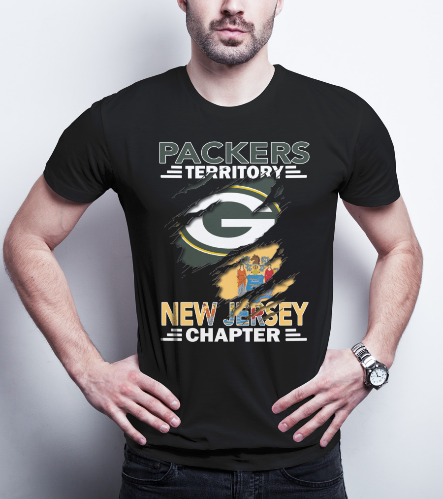 Packers Territory New Jersey Chapter Green Bay Logo And State Flag T-Shirt