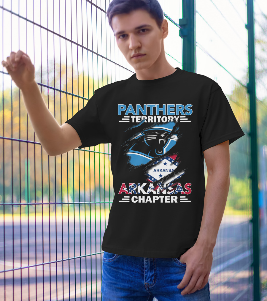 Panthers Territory Arkansas Chapter Logo With Panther And Arkansas Flag Elements T-Shirt