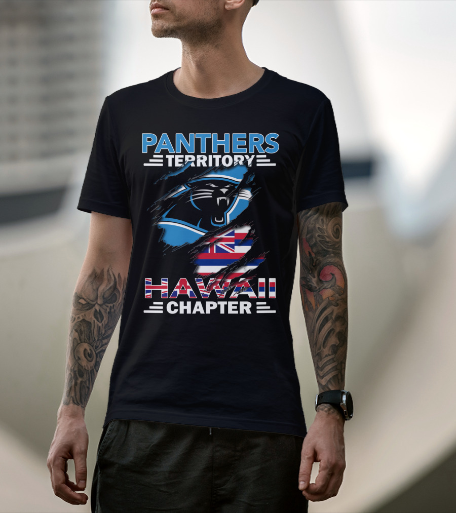 Panthers Territory Hawaii Chapter NFL Team Logo With Hawaiian Flag T-Shirt