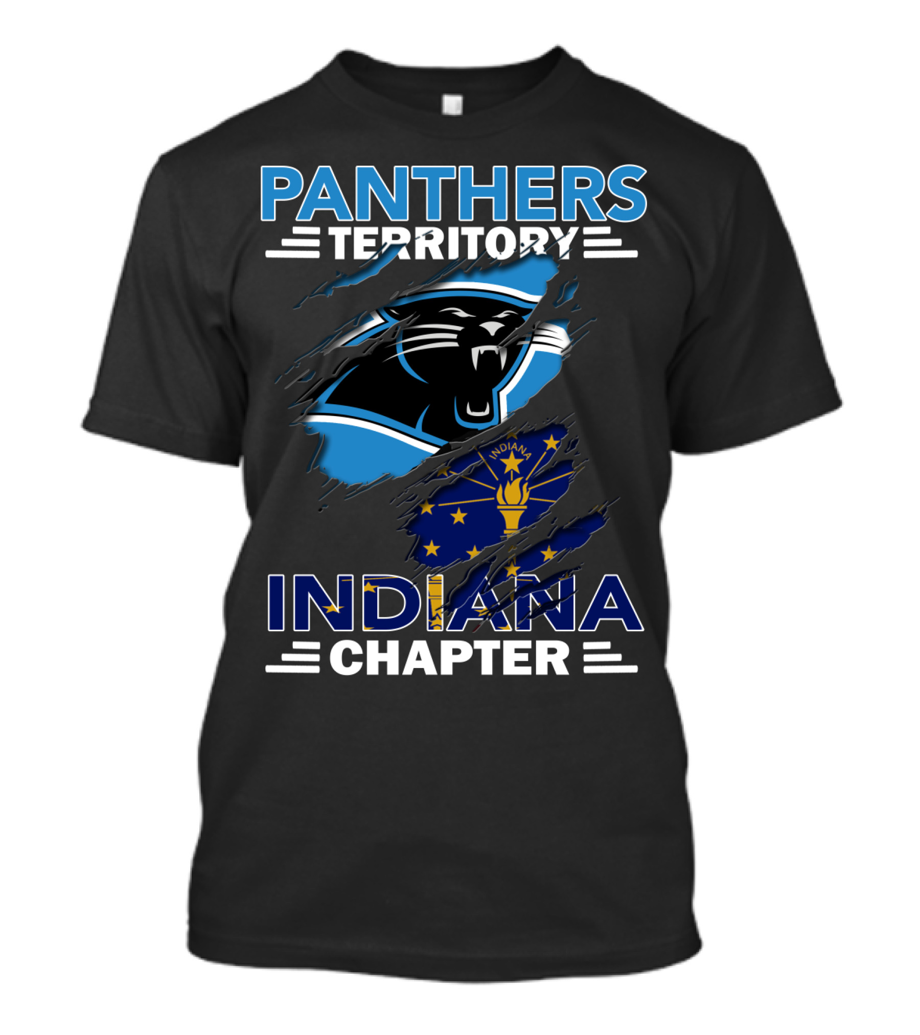 Panthers Territory Indiana Chapter Flag And Panther Face T-Shirt