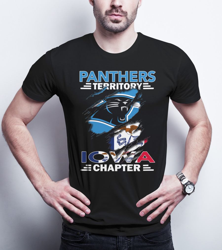 Panthers Territory Iowa Chapter Football Fans USA Flag T-Shirt