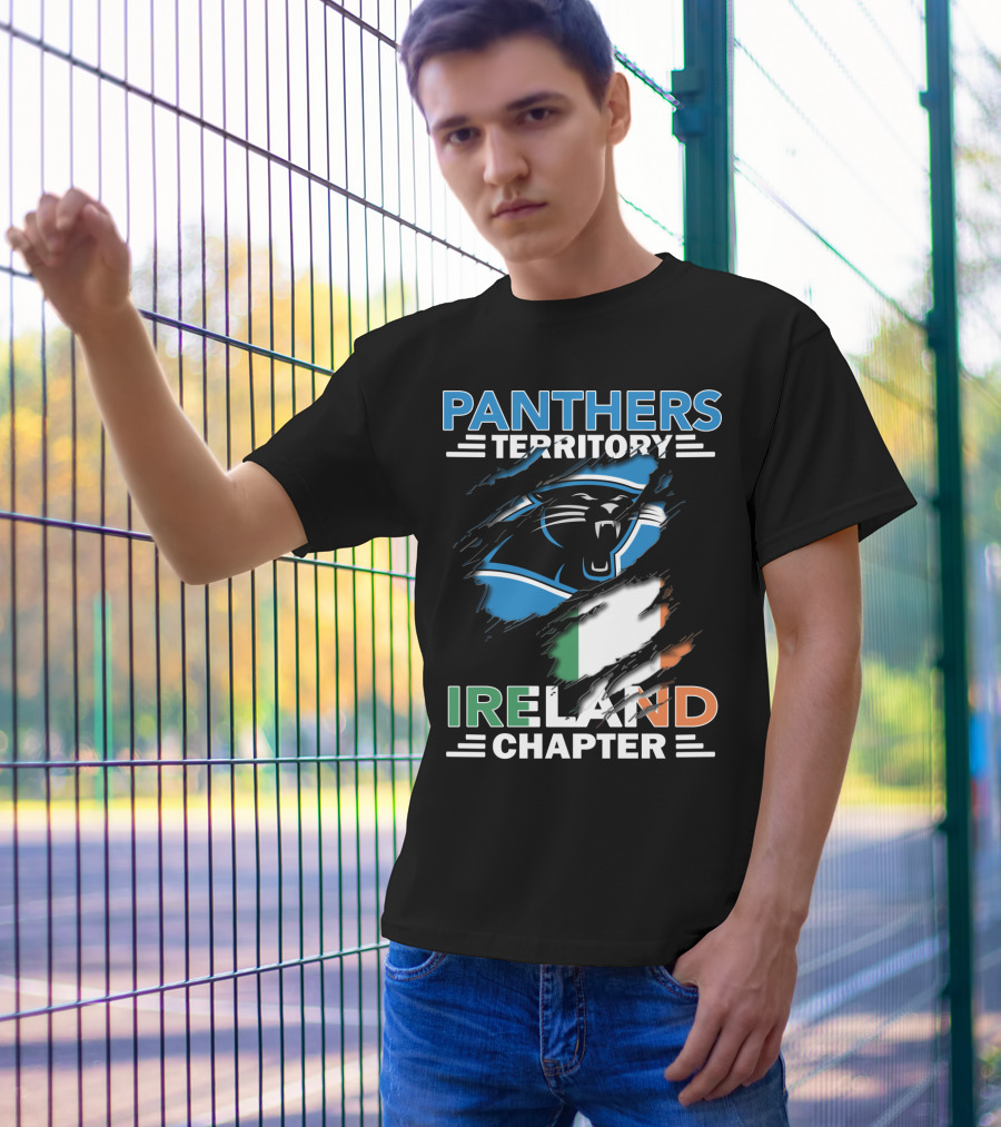 Panthers Territory Ireland Chapter Logo With Irish Flag And Panther Emblem T-Shirt