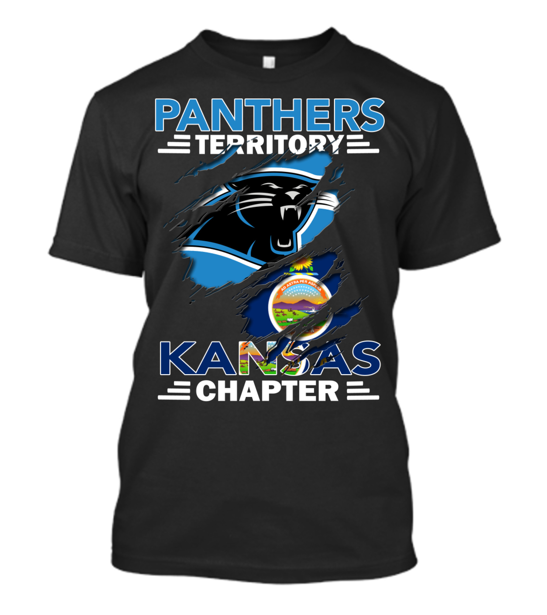 Panthers Territory Kansas Chapter Blue And Black Claw T-Shirt