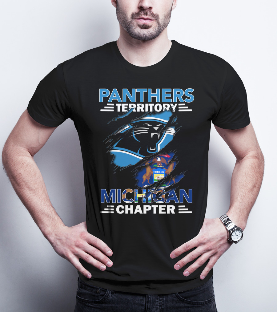 Panthers Territory Michigan Chapter NFL Logo And State Emblem T-Shirt