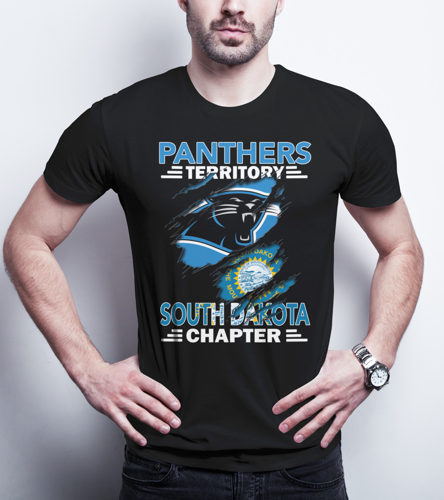 Panthers Territory South Dakota Chapter With Carolina Panthers Logo And South Dakota Seal T-Shirt