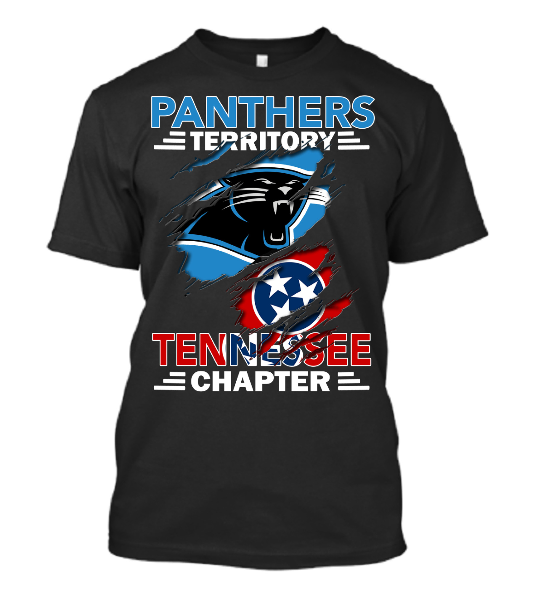 Panthers Territory Tennessee Chapter With Carolina Panthers Logo And Tennessee Flag T-Shirt