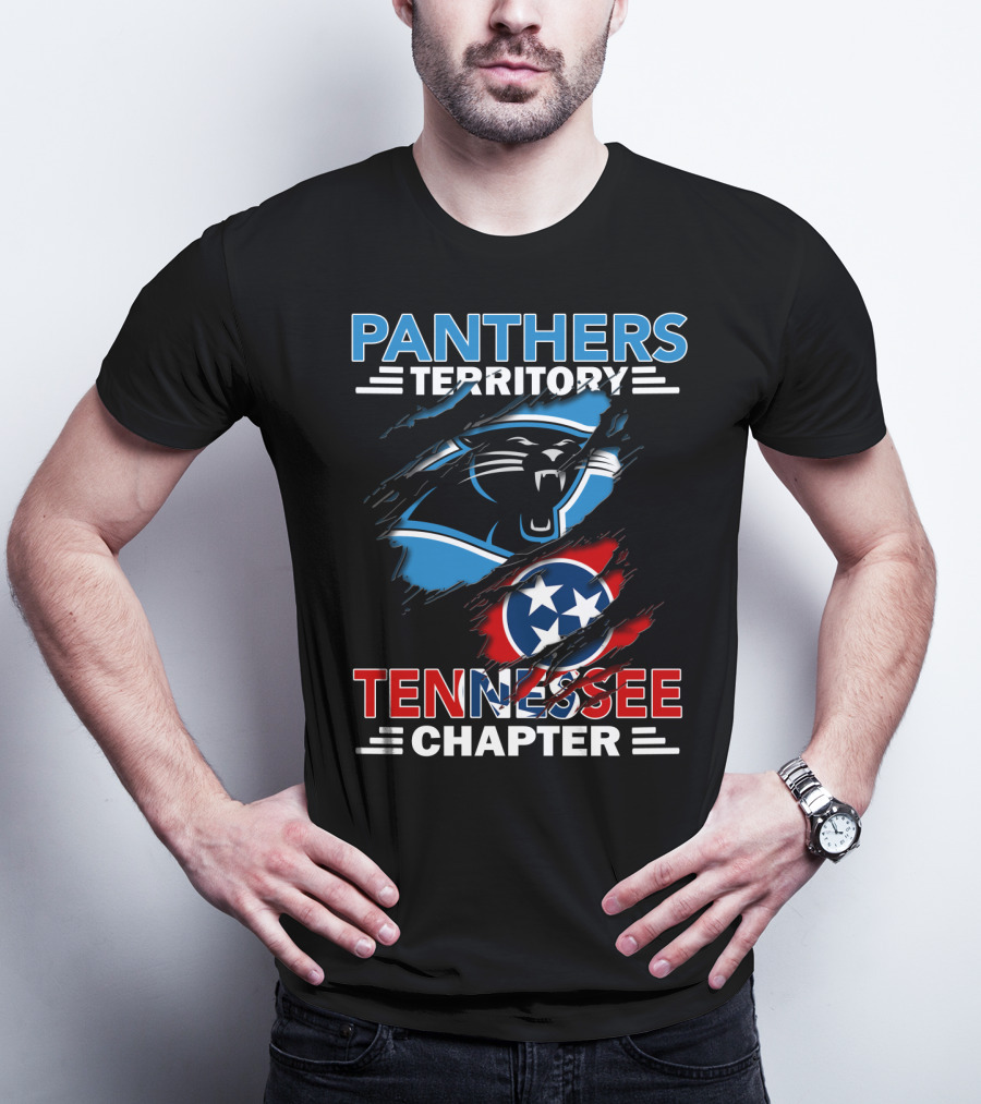 Panthers Territory Tennessee Chapter With Carolina Panthers Logo And Tennessee Flag T-Shirt