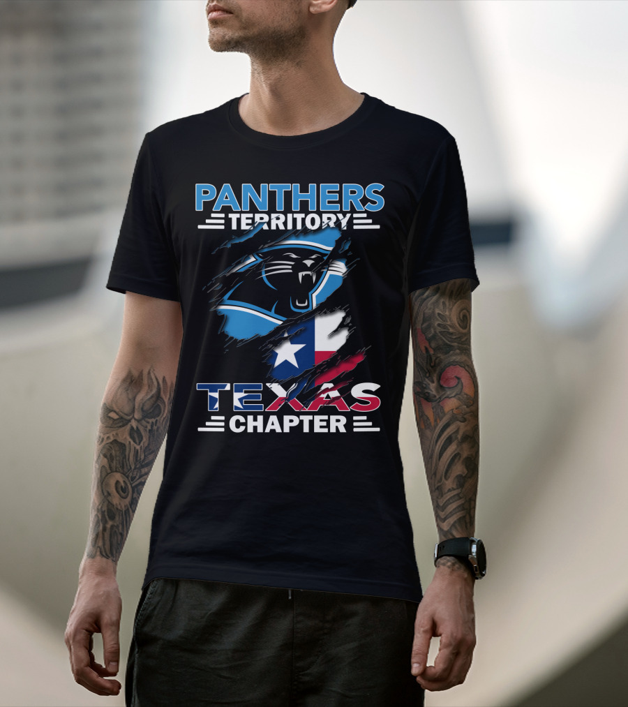 Panthers Territory Texas Chapter Logo With Texas Flag And Panther Emblem T-Shirt