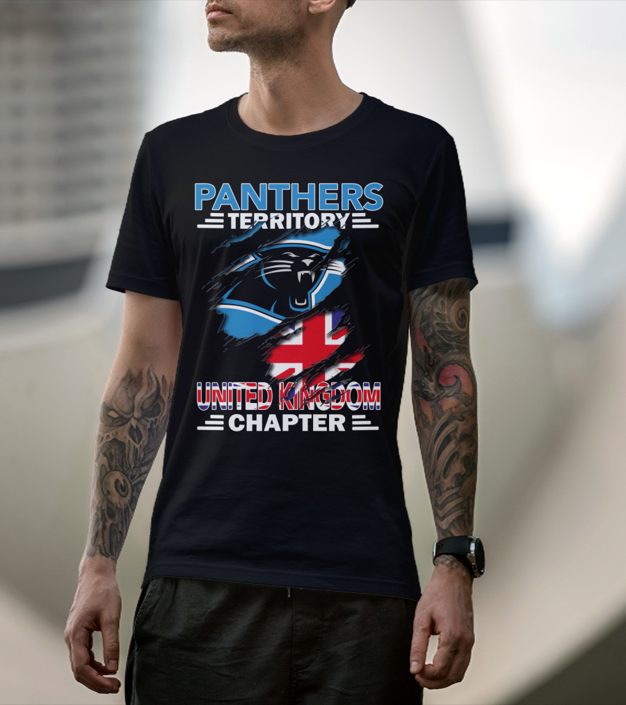 Panthers Territory United Kingdom Chapter British Flag And Panther T-Shirt