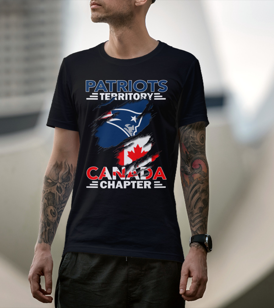 Patriots Territory Canada Chapter Maple Leaf Flag NFL T-Shirt