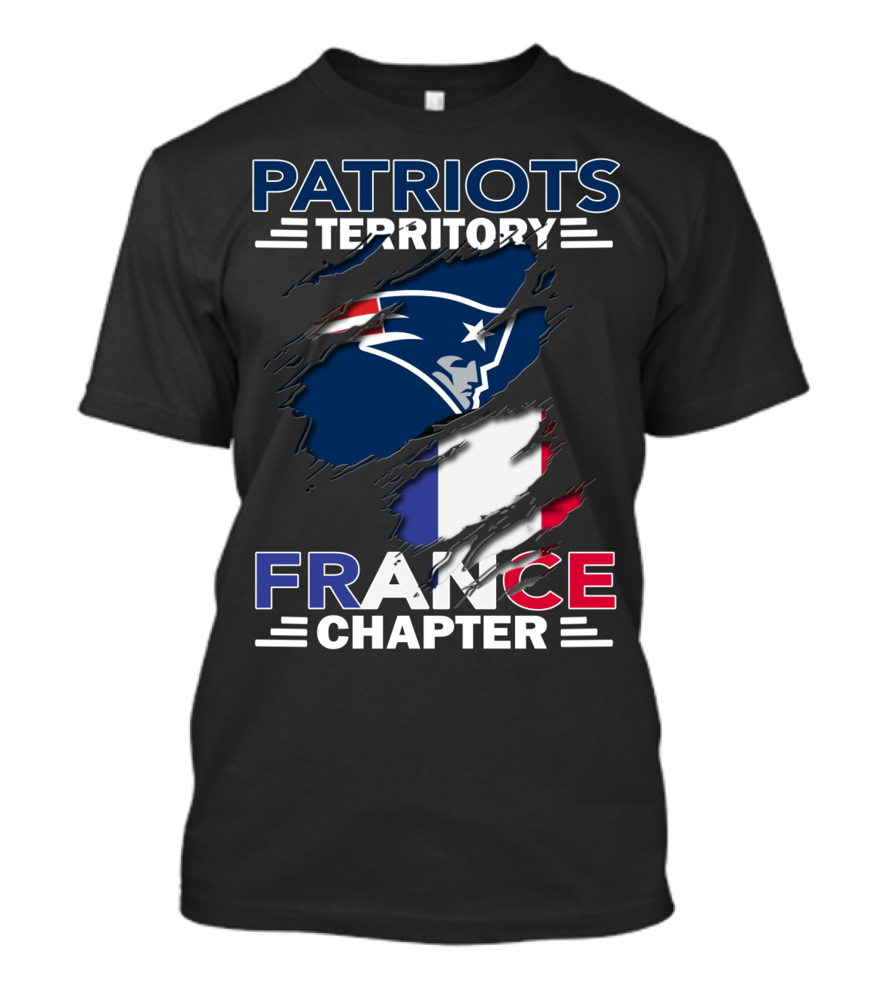New England Patriots Territory France Chapter Flag T-Shirt