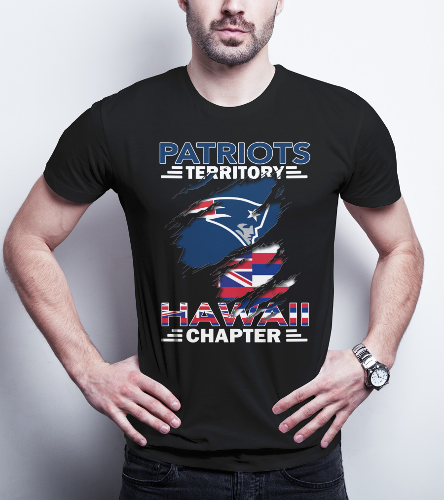 Patriots Territory Hawaii Chapter Logo With New England Patriots And Hawaiian Flag T-Shirt