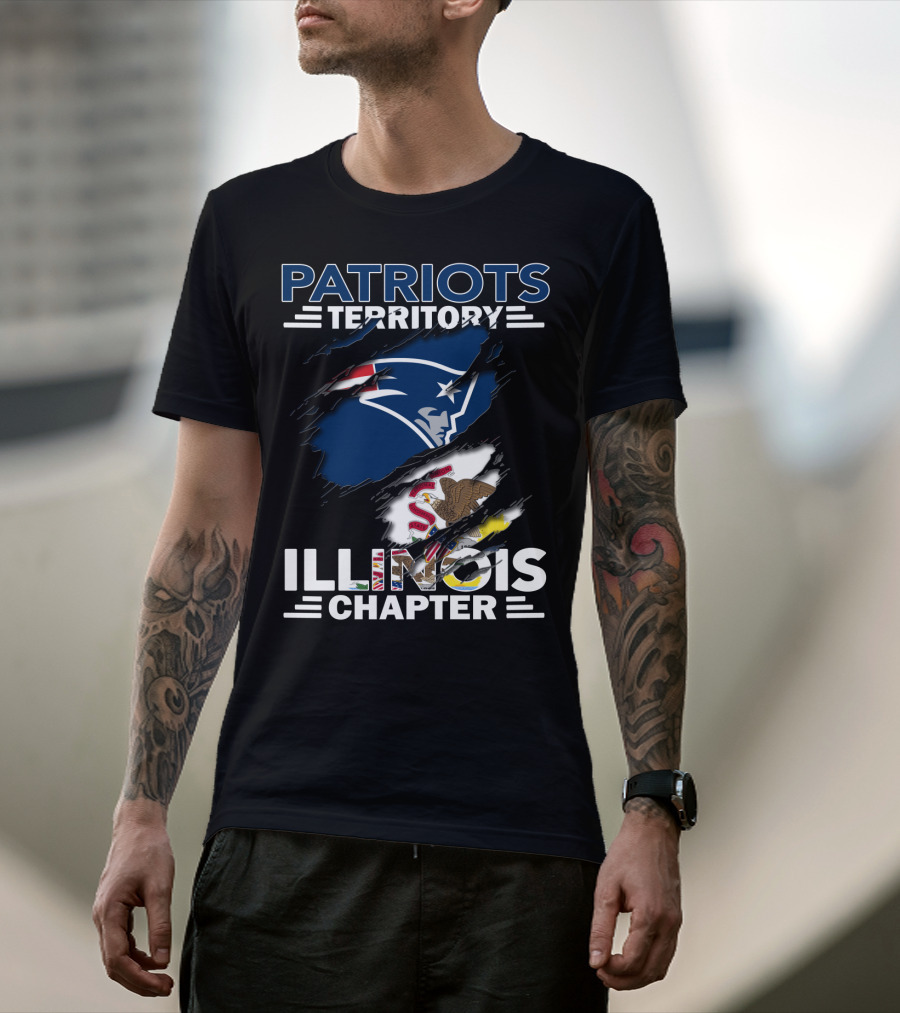 Patriots Territory Illinois Chapter New England Patriots Logo And Illinois Flag T-Shirt