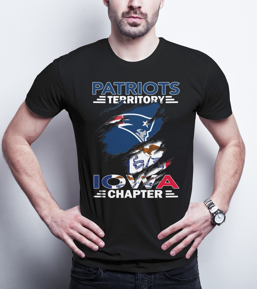 Patriots Territory Iowa Chapter New England Patriots Flag Emblem T-Shirt