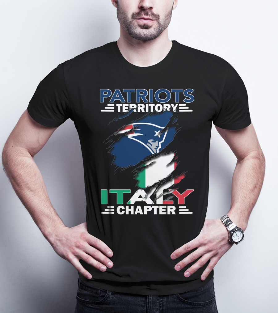Patriots Territory Italy Chapter New England Logo Italian Flag T-Shirt