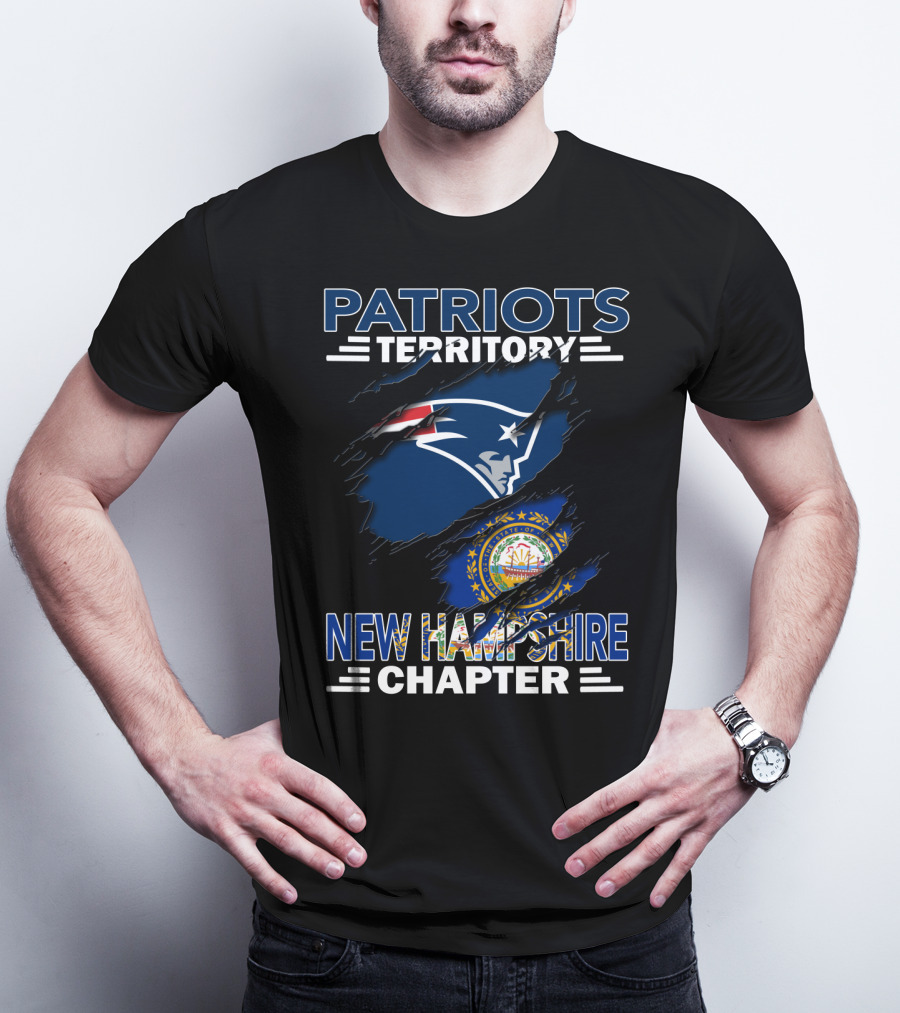 Patriots Territory New Hampshire Chapter Logo With New England Flag And State Seal T-Shirt