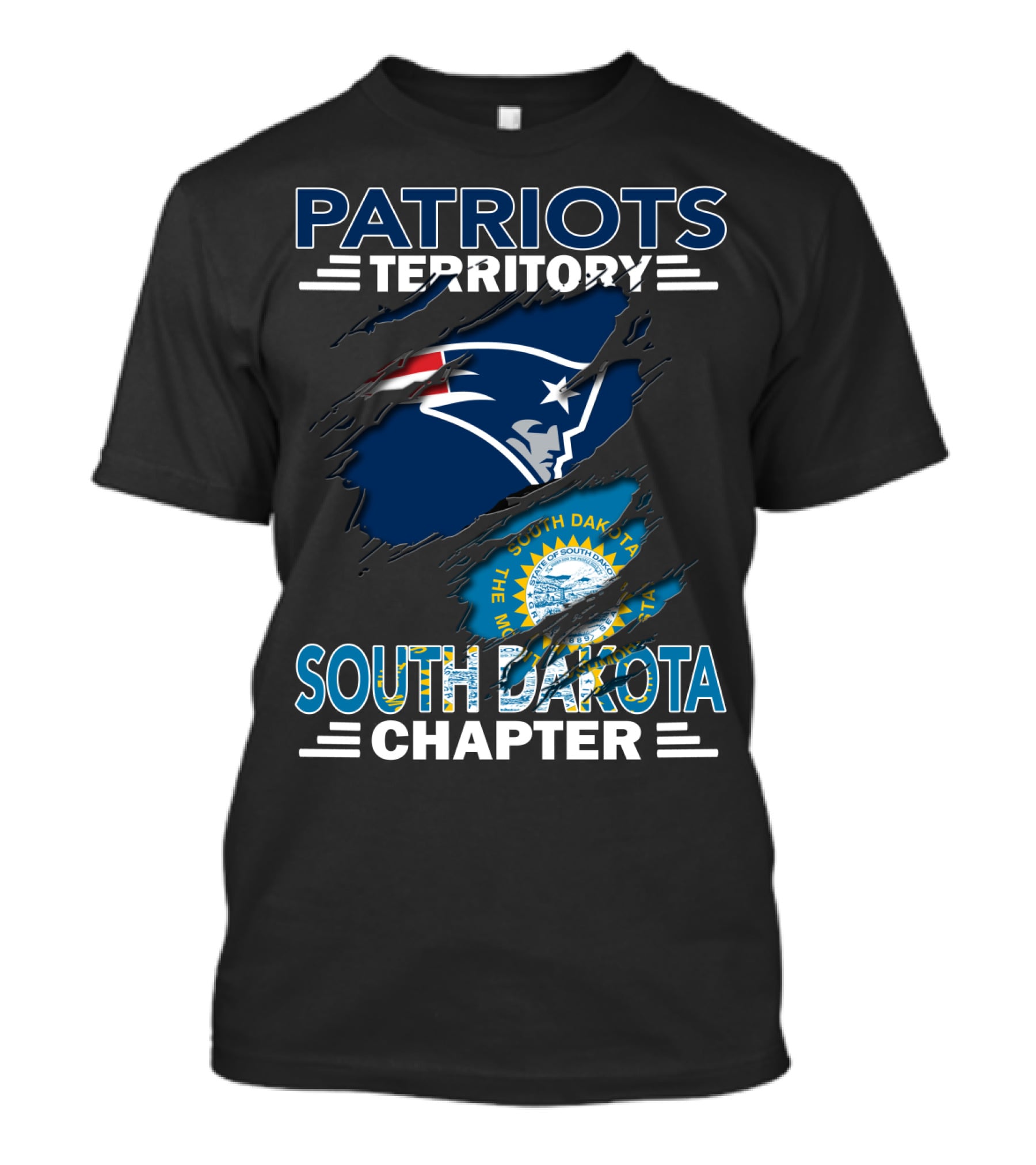 Patriots Territory South Dakota Chapter New England Patriots Logo And South Dakota Seal T-Shirt
