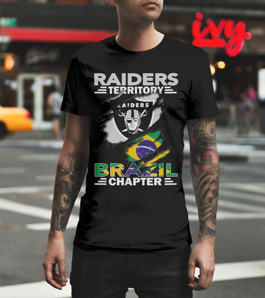 Raiders Territory Brazil Chapter Raiders Logo Brazil Flag T-Shirt