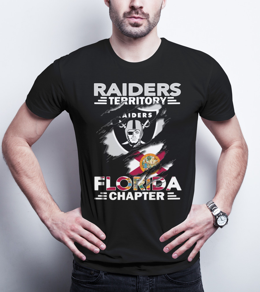 Raiders Territory Florida Chapter NFL Team Supporters Emblem With Florida State Flag T-Shirt