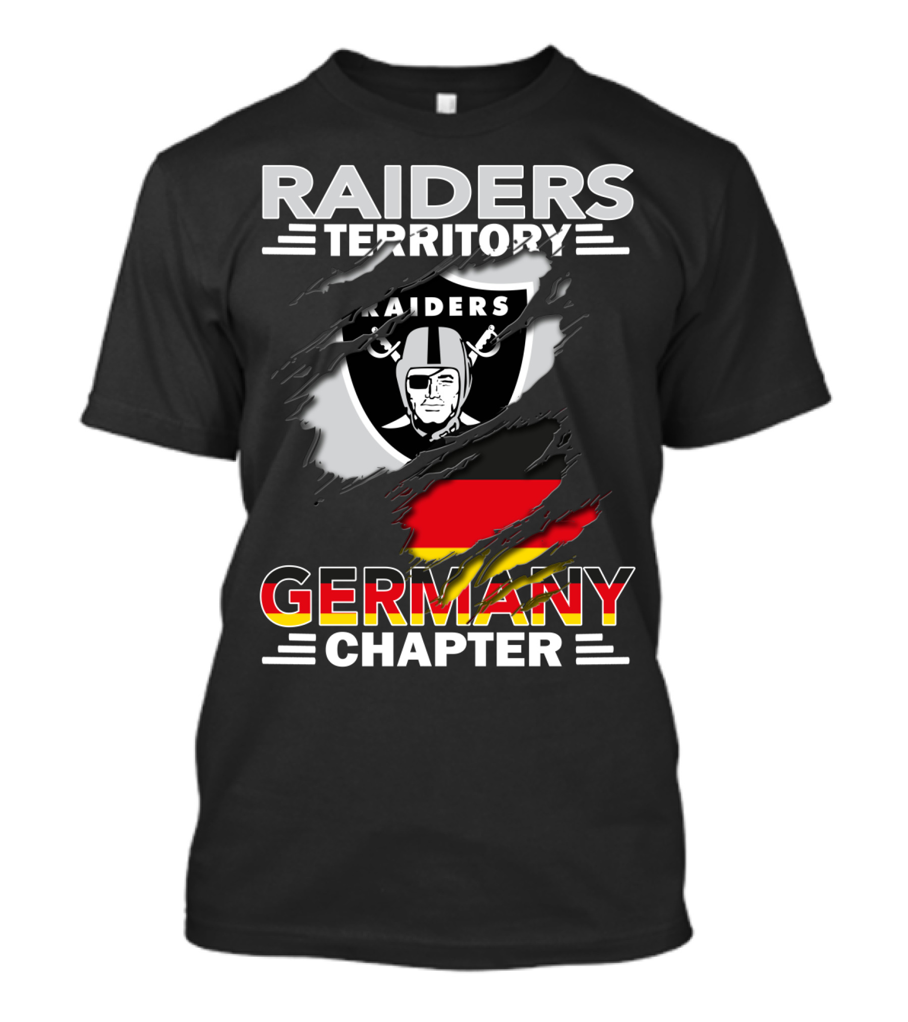 Raiders Territory Germany Chapter Shield With Raiders Logo And National Colors T-Shirt